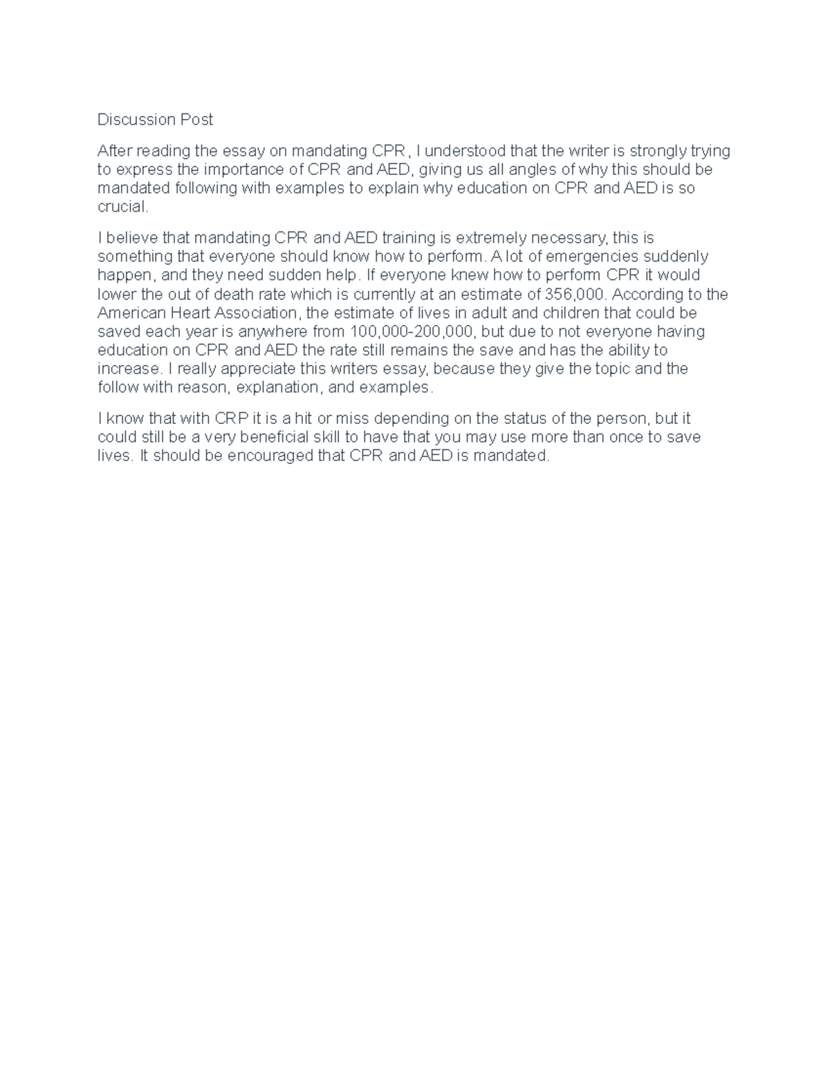 Unit 9 Discussion - Academic Argument Models - Discussion Post After ...