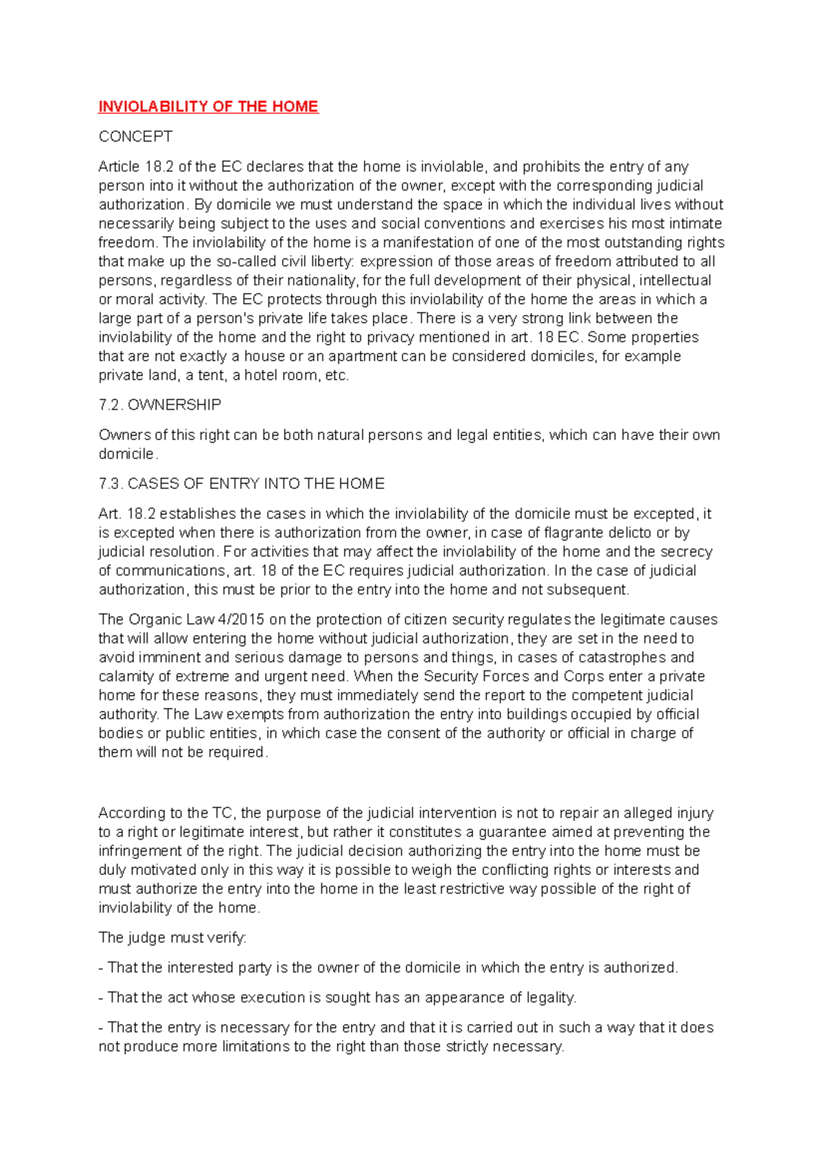 Inviolability OF THE HOME 10 - INVIOLABILITY OF THE HOME CONCEPT ...