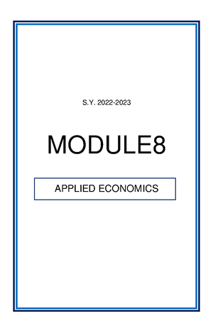 SHS Applied Economics 9 - S. 2022- MODULE 9 APPLIED ECONOMICS ...