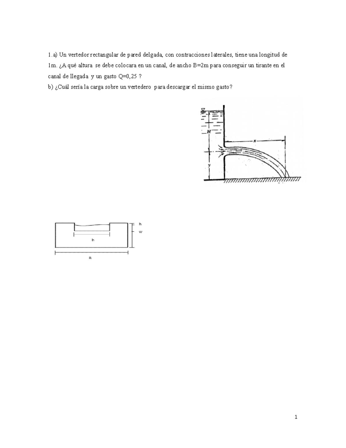 Ejercicios- Vertederos - Un vertedor rectangular de pared delgada, con contracciones laterales ...