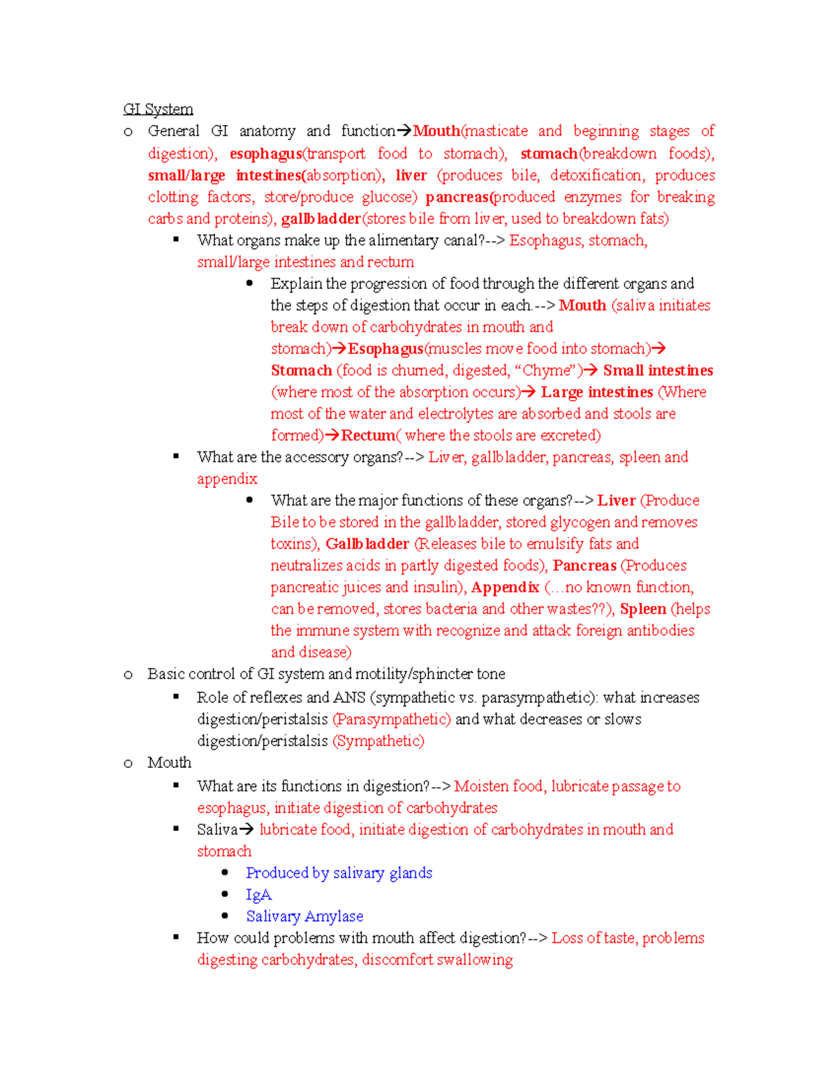 GI System & MS System - Audio review notes - GI System o General GI ...