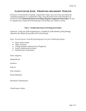 Descriptive Paragraph Final Draft Template Assignment - ENGL 100 ...