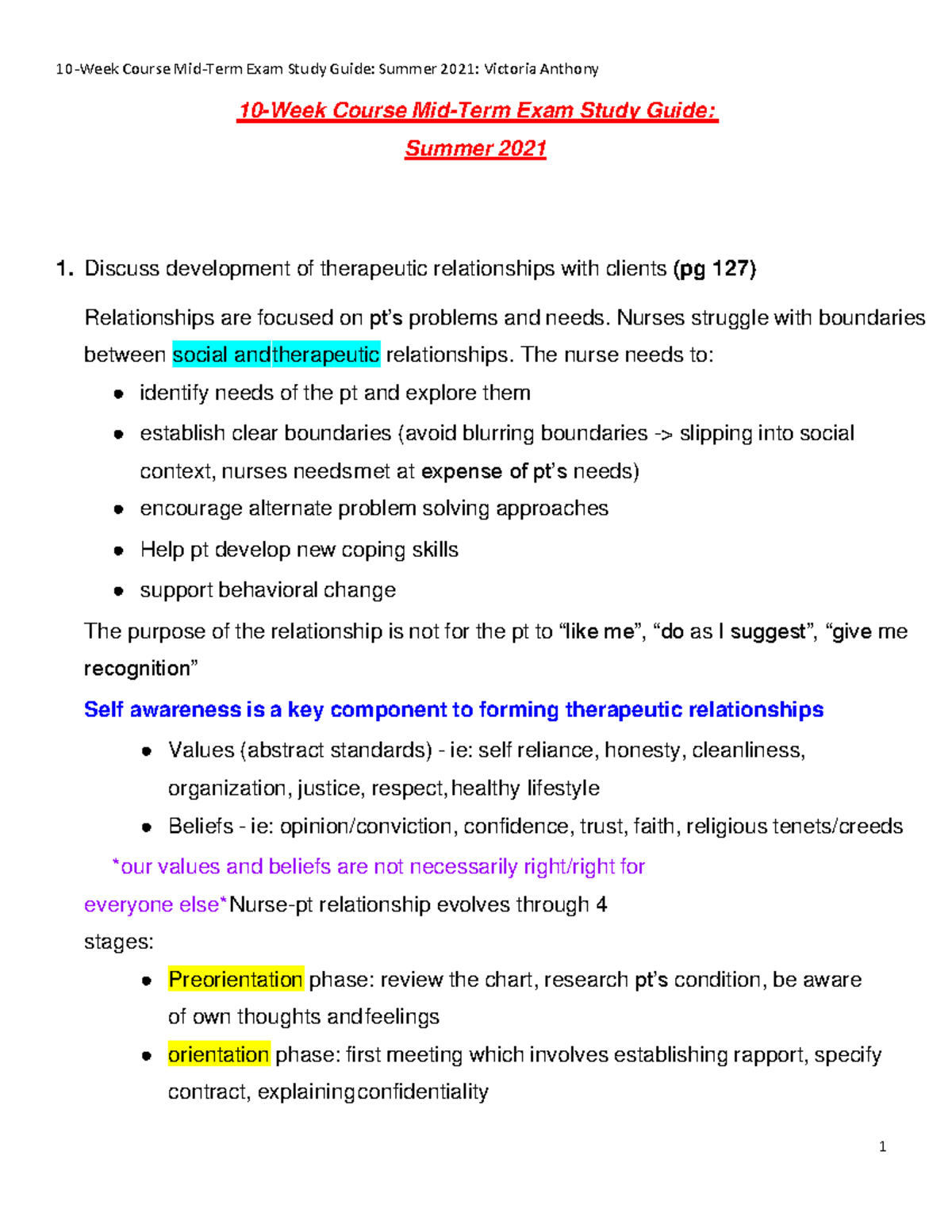 10 Week Course Mid Term Study Guide - 10-Week Course Mid-Term Exam ...