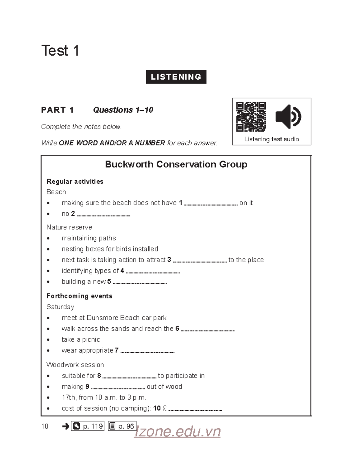 Practice 1 Listening - ielts - Test 1 LI STEN IN G PART 1 Questions 1 ...