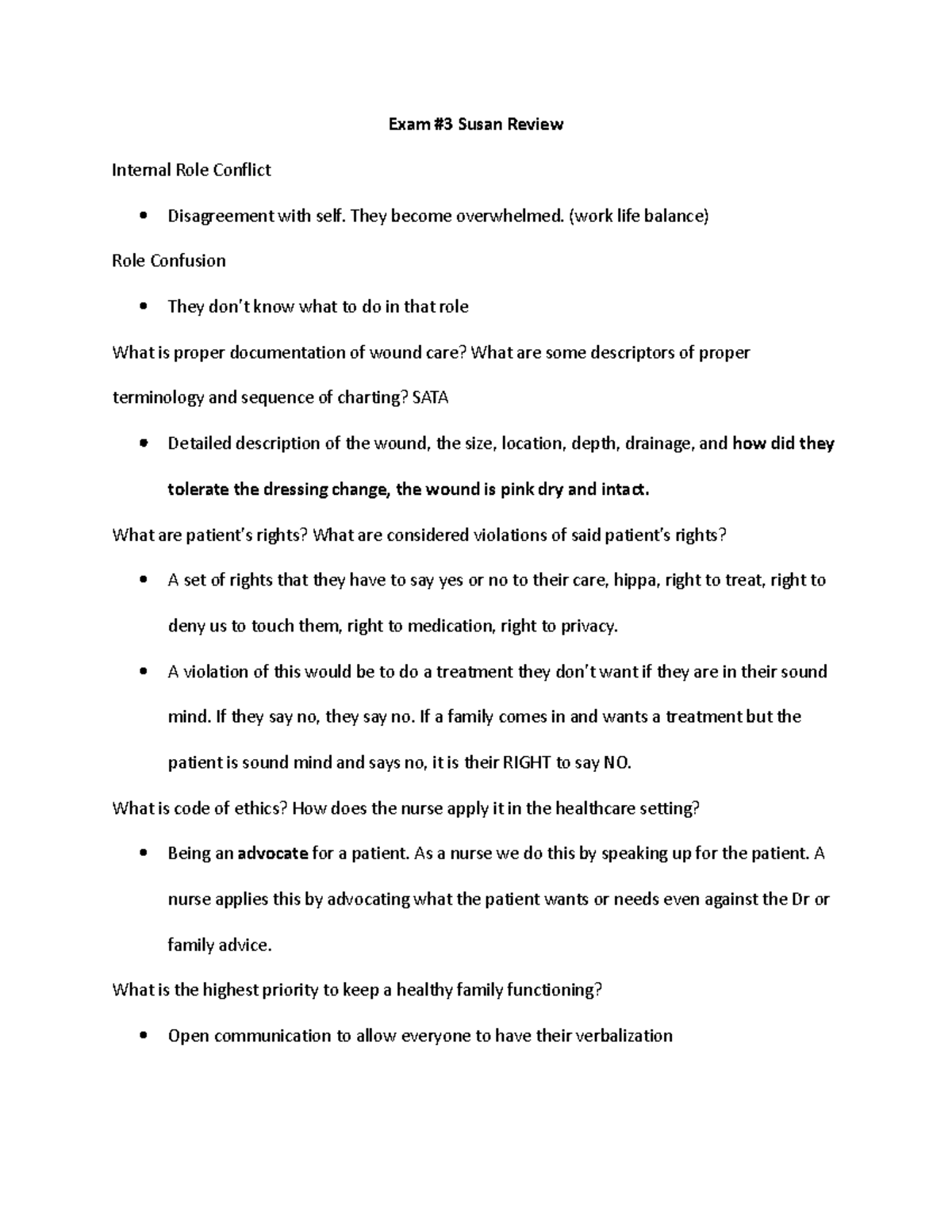 Exam 3 review notes - Exam #3 Susan Review Internal Role Conflict ...
