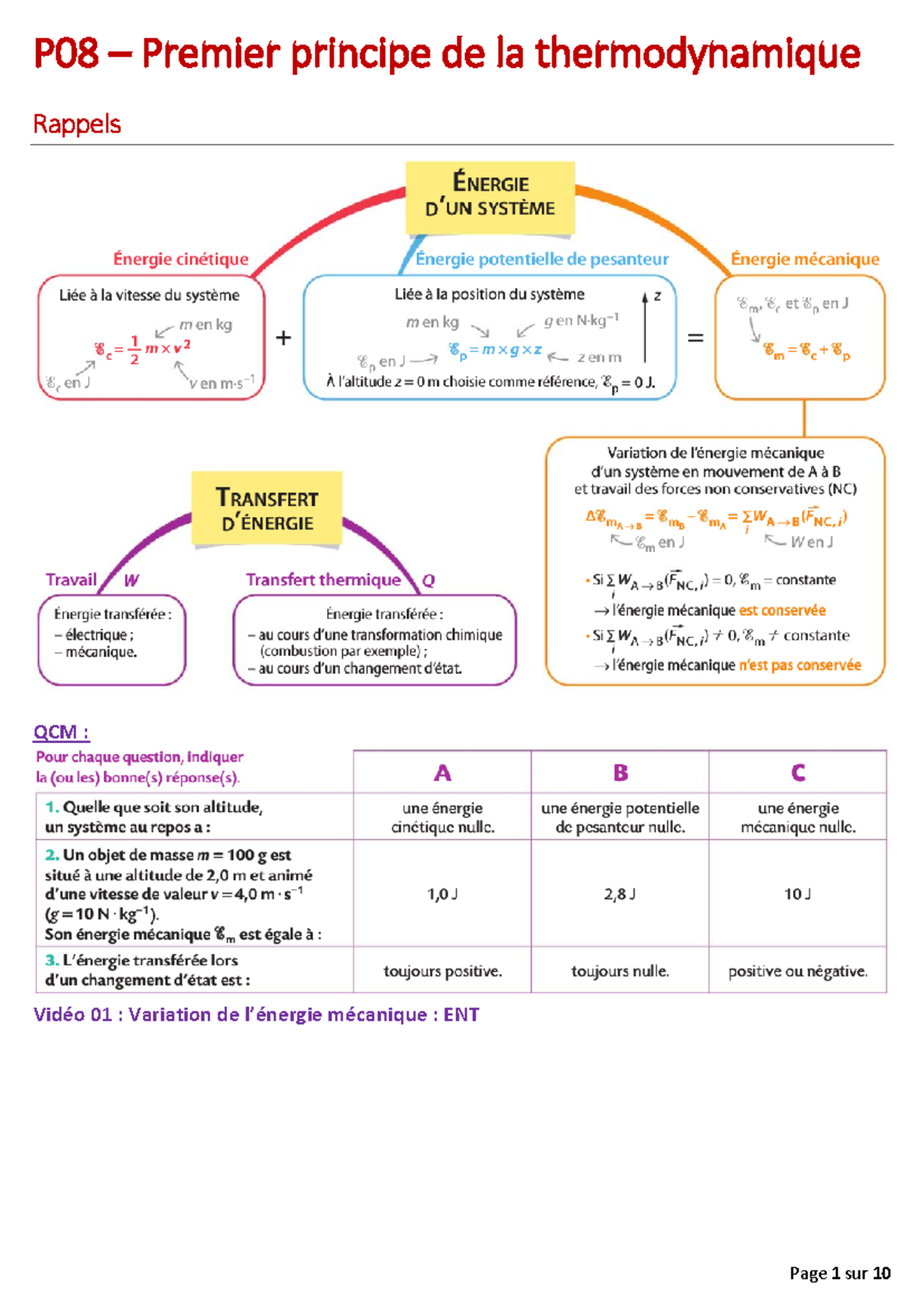 Premier principe de la thermodynamique - P0 8 – Premier principe de la ...