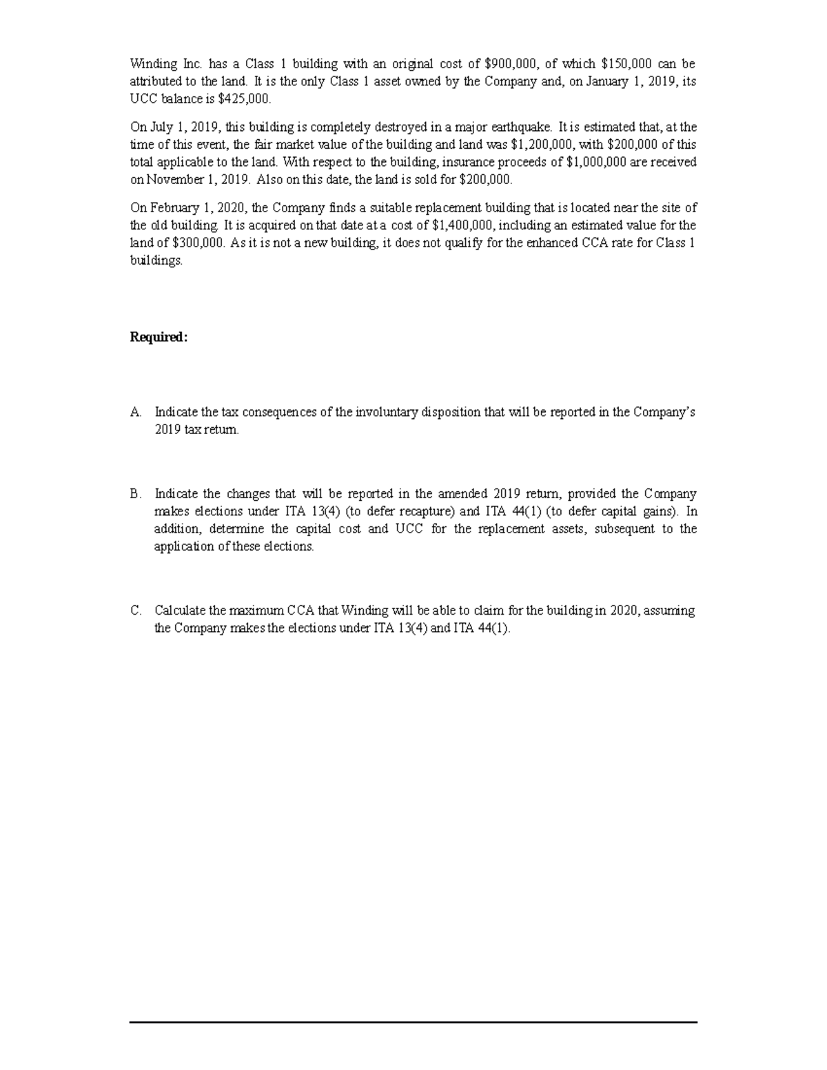 ACCT226 Chapter 8 Problem 16 Winding Inc Has A Class 1 Building With acct226-chapter-8-problem-16-winding-inc-has-a-class-1-building-with