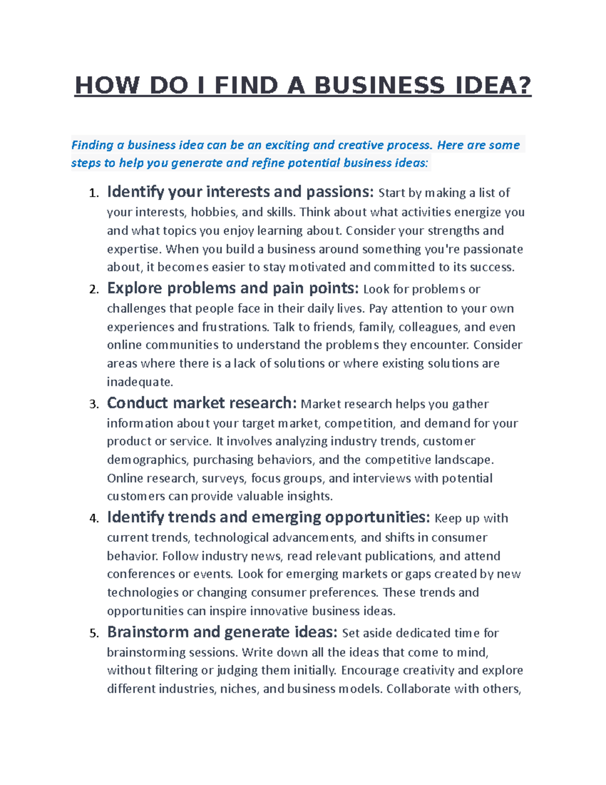 HOW DO I FIND A Business IDEA - HOW DO I FIND A BUSINESS IDEA? Finding ...