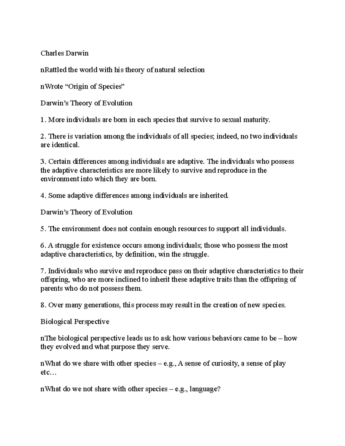 Evolution and Biological Roots of Behavior - Charles Darwin nRattled ...