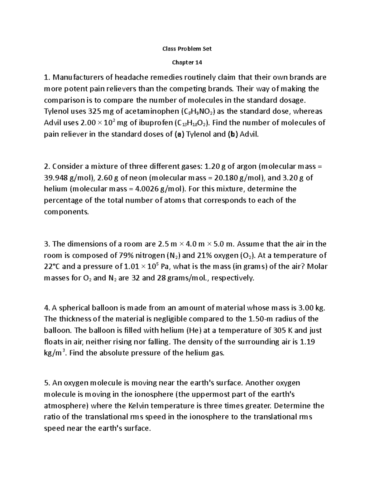 Class Problem Set Chapter 14 - Class Problem Set Chapter 14 Manufacturers of headache remedies ...