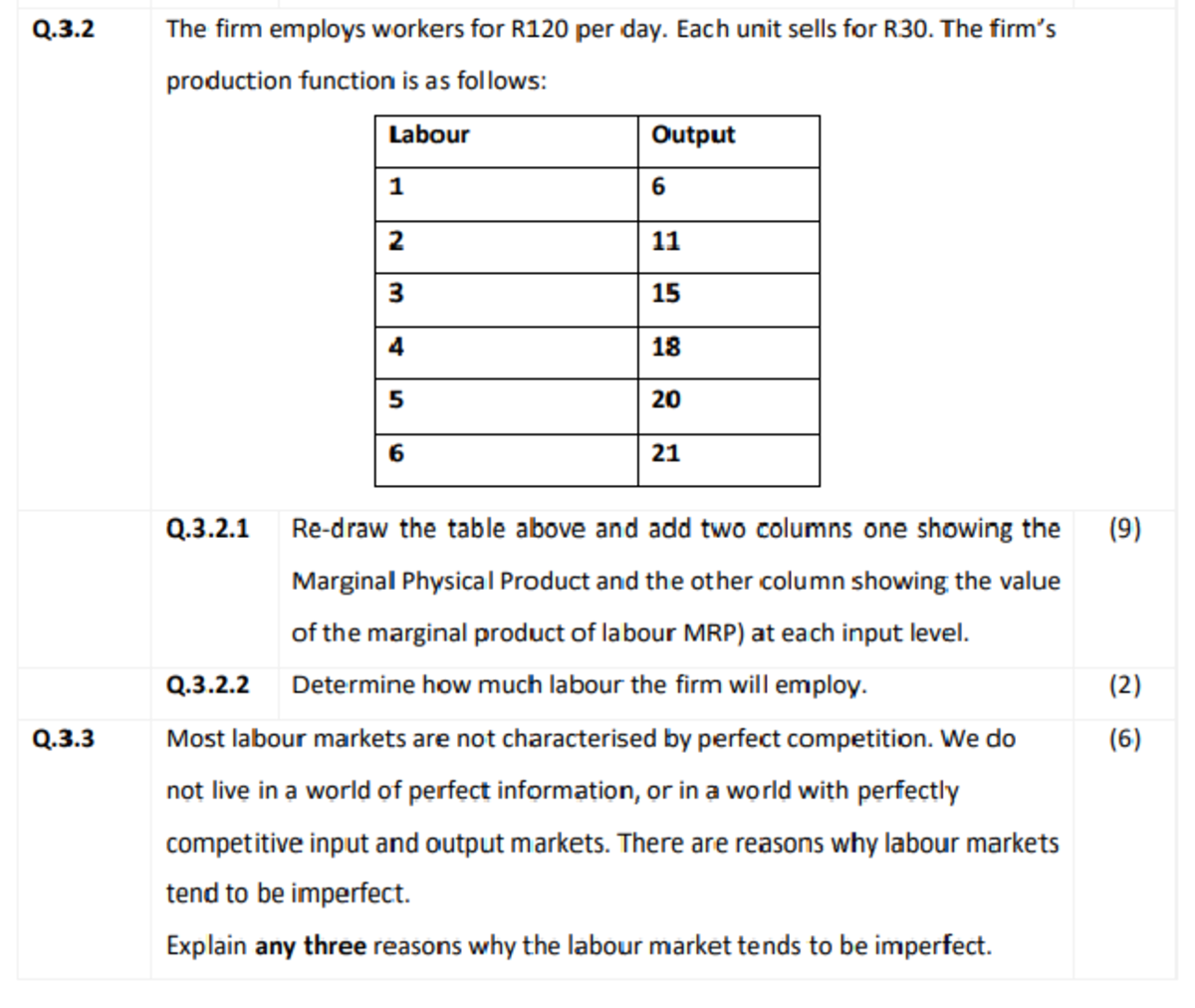 IECO5112 - Test Questions - Labour - Q.3 The firm employs workers for ...