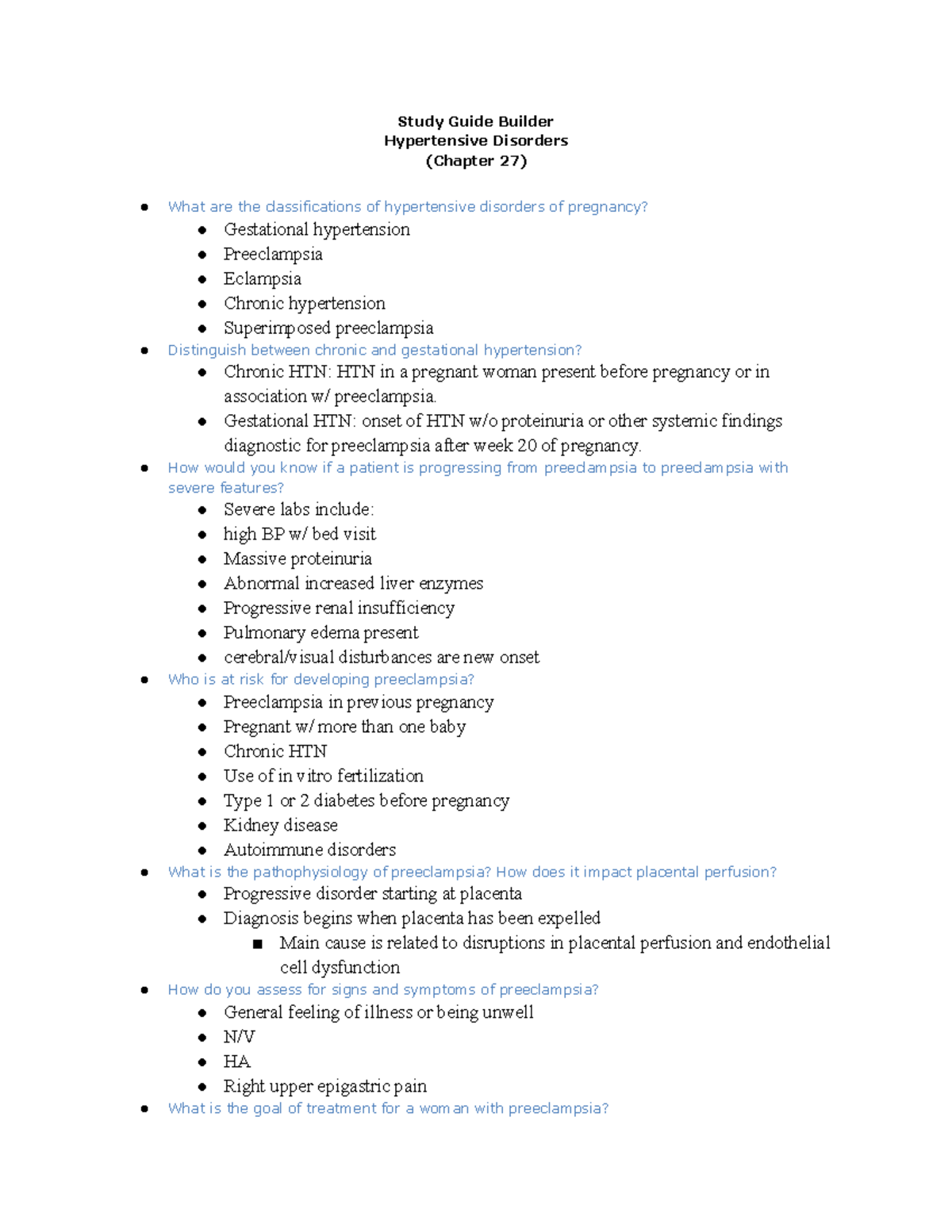 Study Guide Builder week 13 - Study Guide Builder Hypertensive ...