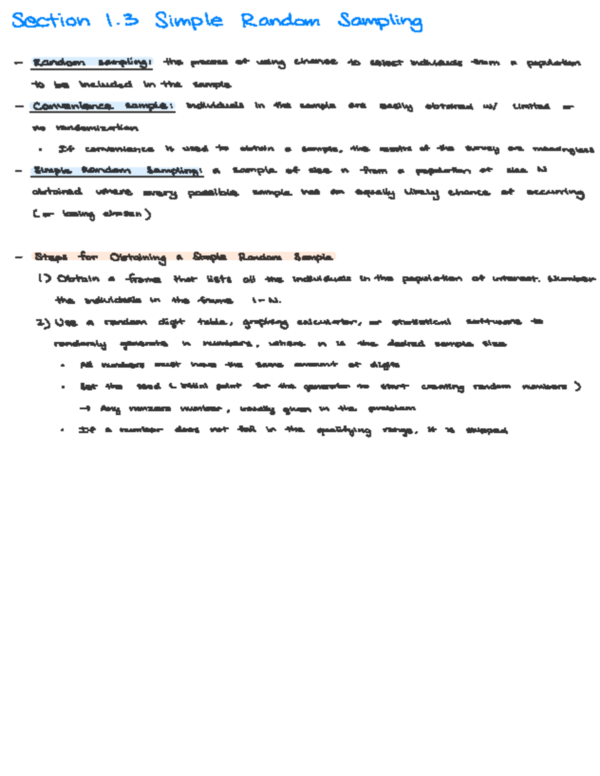 Chapter 1.3 Simple Random Sampling - Section 1 Simple Random Sampling ...