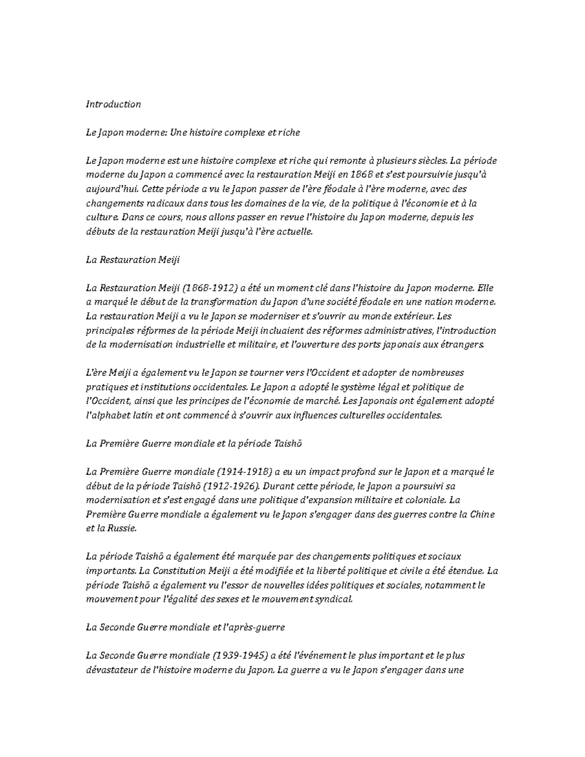 The History of Modern Japan - Introduction Le Japon moderne: Une ...