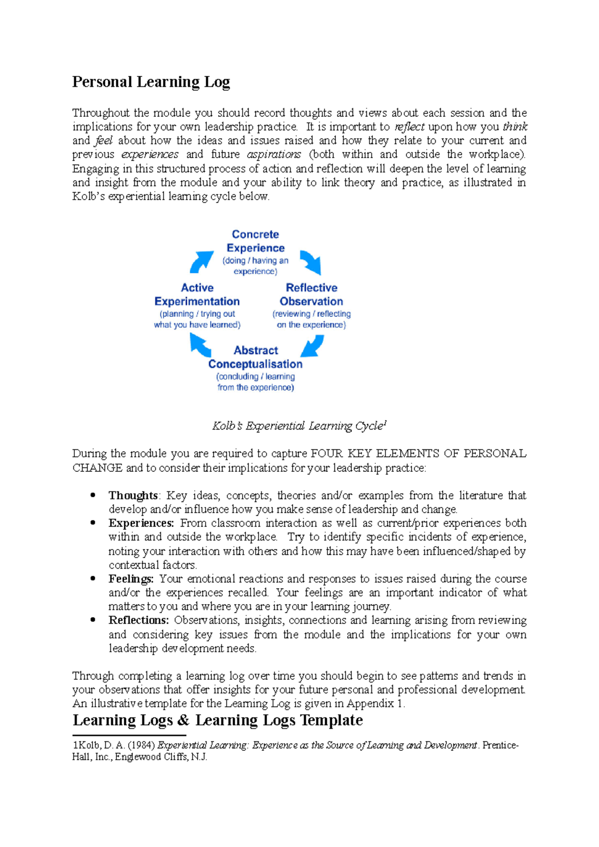 Learning Logs & Learning Logs Template - Personal Learning Log ...