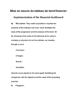 Mise en oeuvre du tableau de bord financier L' Outil Tableau DE BORD POUR LE Contrôle DE Gestion ...