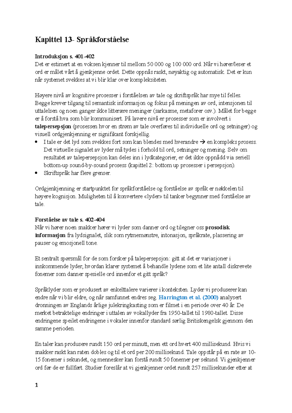 Kapittel 13-Språkforståelse - Kapittel 13- Språkforståelse Introduksjon s. 401- Det er estimert ...