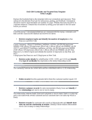DAD 220 Elangley Module Four Major Activity Database Documentation ...
