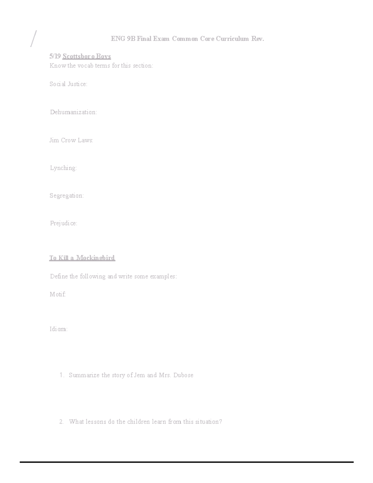 ENG 9B Final Exam Common Core Curriculum Rev. 519 - 5/19 Scottsboro ...