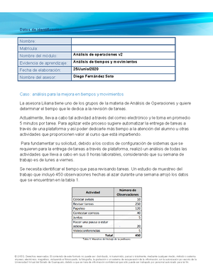 EA4. Ergonomía - Examen de unidad - Análisis de operaciones - UVEG - Studocu