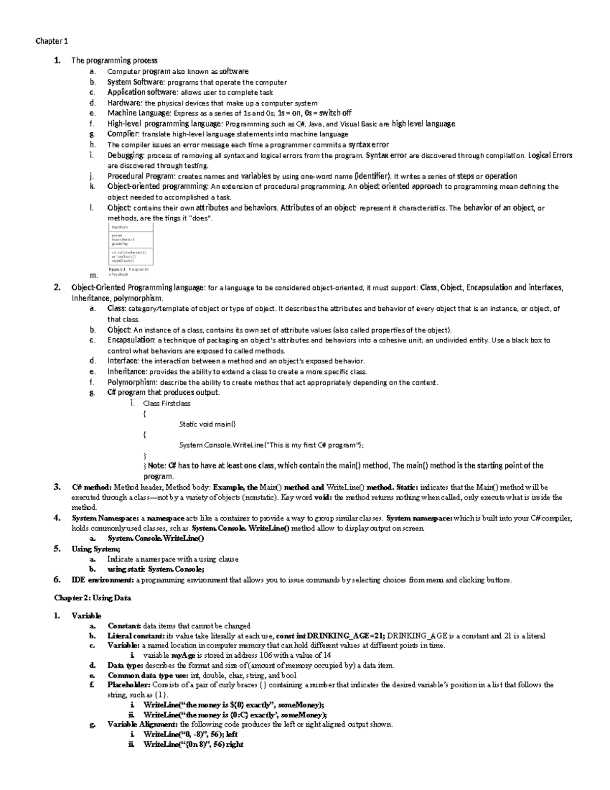 309 cheat sheet - notes - Chapter 1 1. The programming process a ...