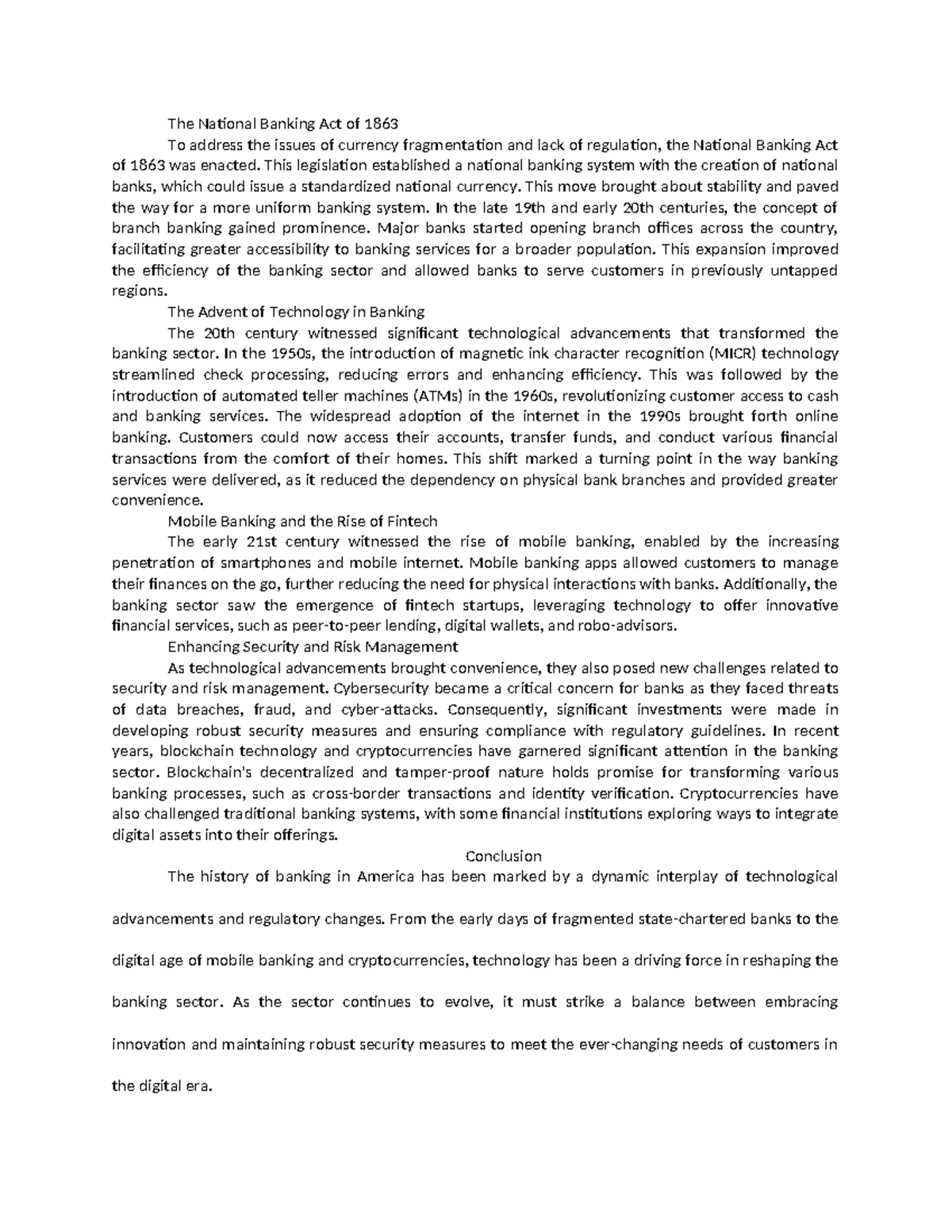 The National Banking Act of 1863 - This legislation established a ...