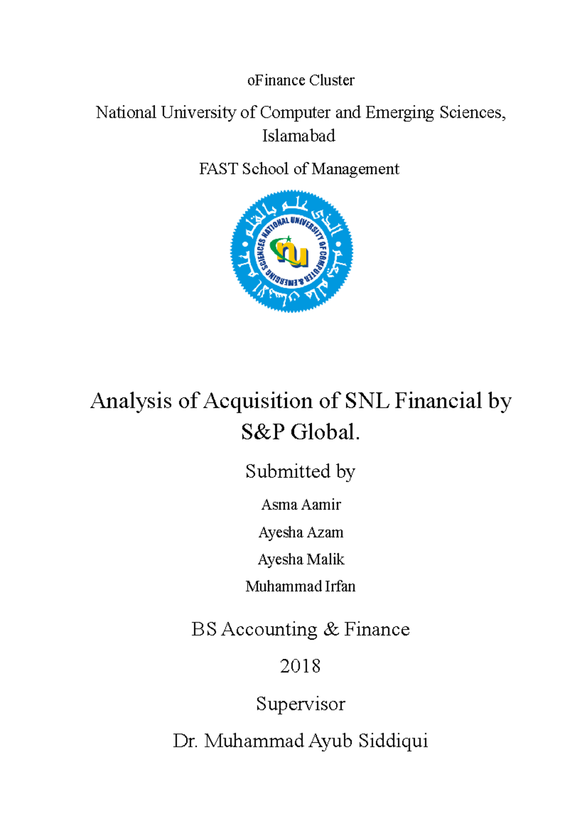 FYP super final - Project - oFinance Cluster National University of ...