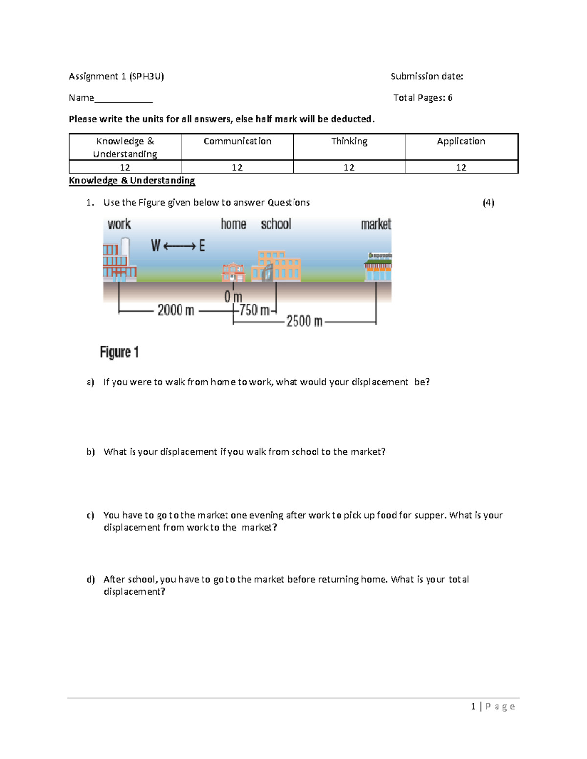 Unit 1-Assignment 1-AOL - Assignment 1 (SPH3U) Submission date: Name ...