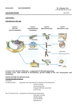 Biochemistry - Biochem - Biochemistry Lecture 1: Elements with Large ...