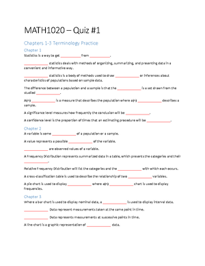 MATH1020 Ch 4-5 Terminology Practice - MATH1020 – Quiz Chapters 4&5 ...