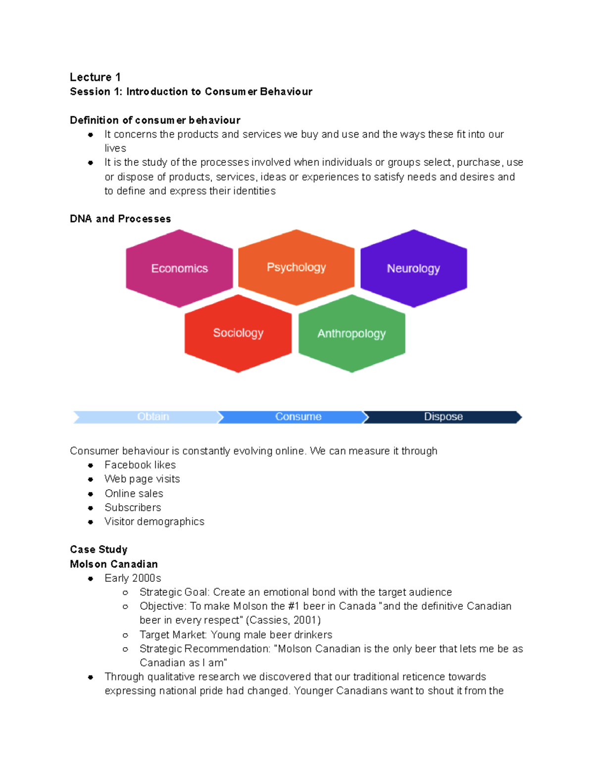 Consumer Behaviour - Lecture note - Lecture 1 Session 1: Introduction to Consumer Behaviour ...