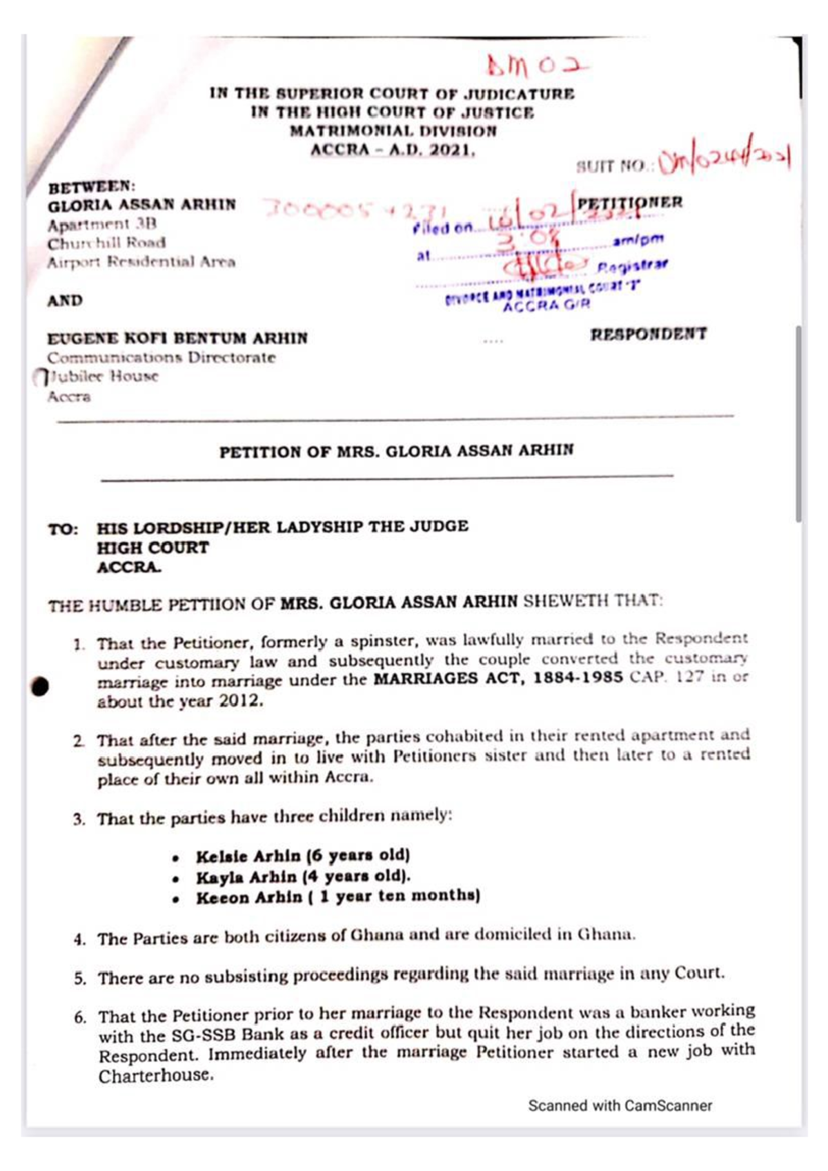 494199466 Eugene Arhin s wife files for divorce - smo2 IN THE SUPERIOR ...