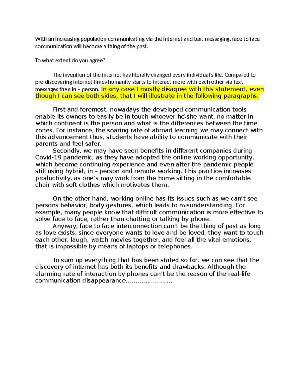 Communication - Essay sample - With an increasing population ...