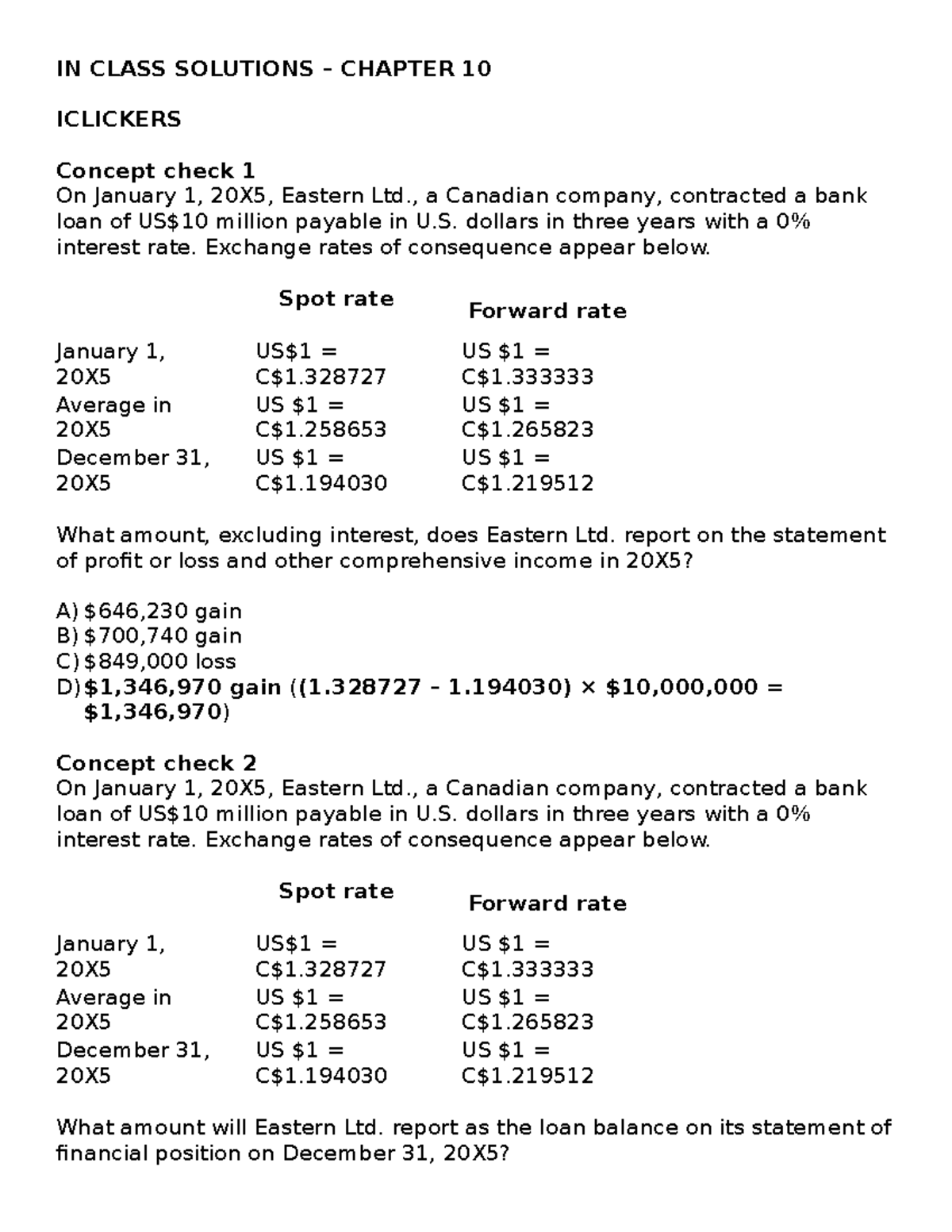 In class solutions Chapter 10 - ACCT 4510 - Douglascollege - Studocu