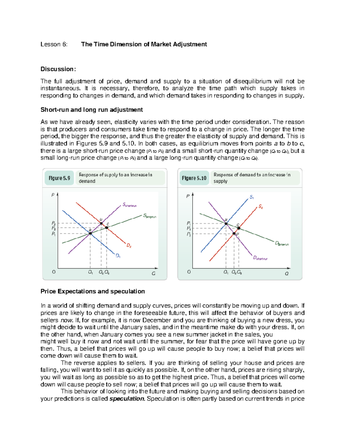Lesson 6 - Lecture notes 2 - Lesson 6: The Time Dimension of Market ...