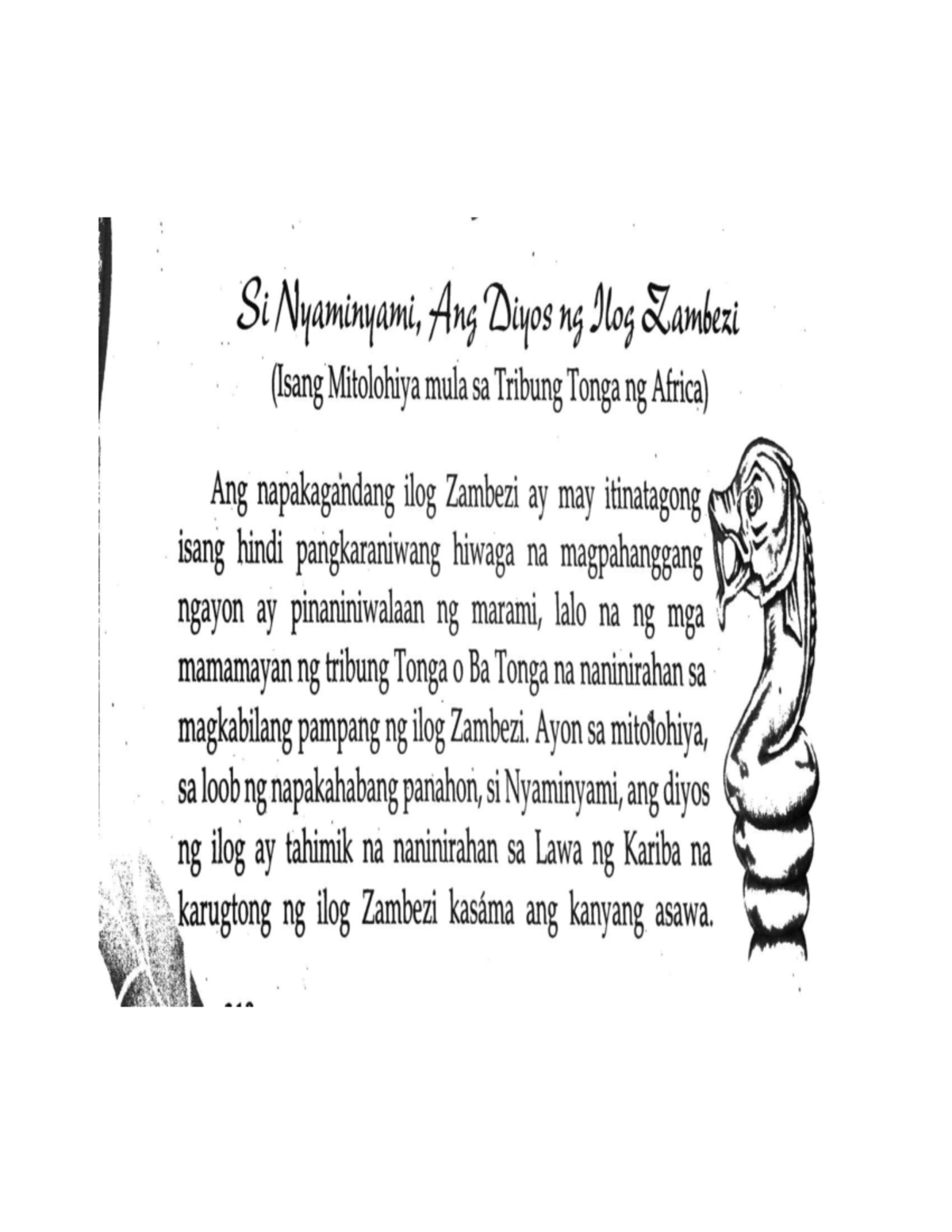 Si Nyaminyami Ang Diyos ng Ilog Zambezi - BS Education - Studocu