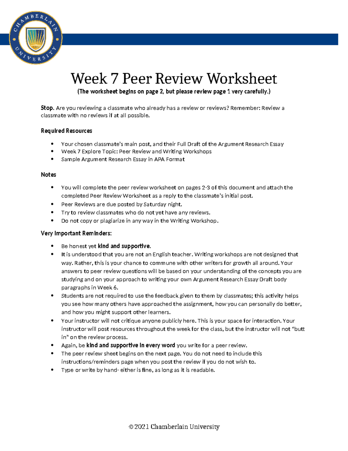 ENGL148 Week 7 Peer Review Worksheet - Week 7 Peer Review Worksheet ...