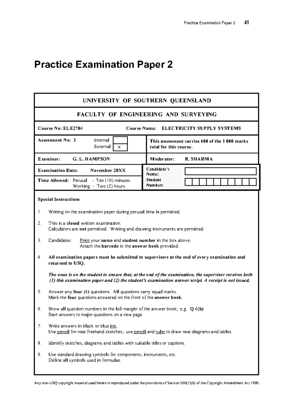 Sample/practice exam 2011, questions - Practice Examination Paper 2 41 ...