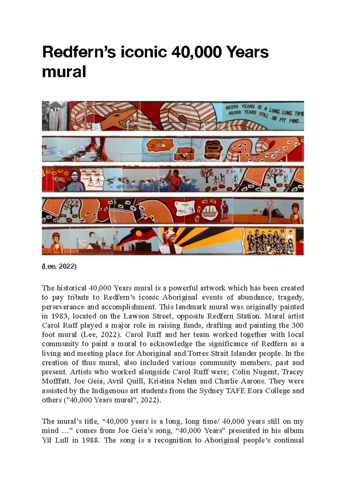 Sydney Aboriginal pdf - Assessment task 2 - Redfern’s iconic 40,000 ...