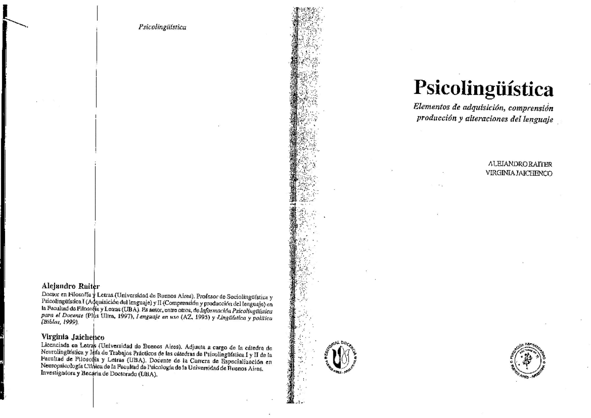 Raiter Jaichenko 1 OCR - unidad 1 - Psicolingiiística Alejandro Raitér ...