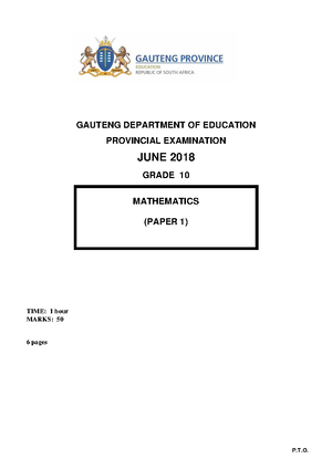 Mathematics GR 12 Exam Guidelines 2015 Eng - Studocu