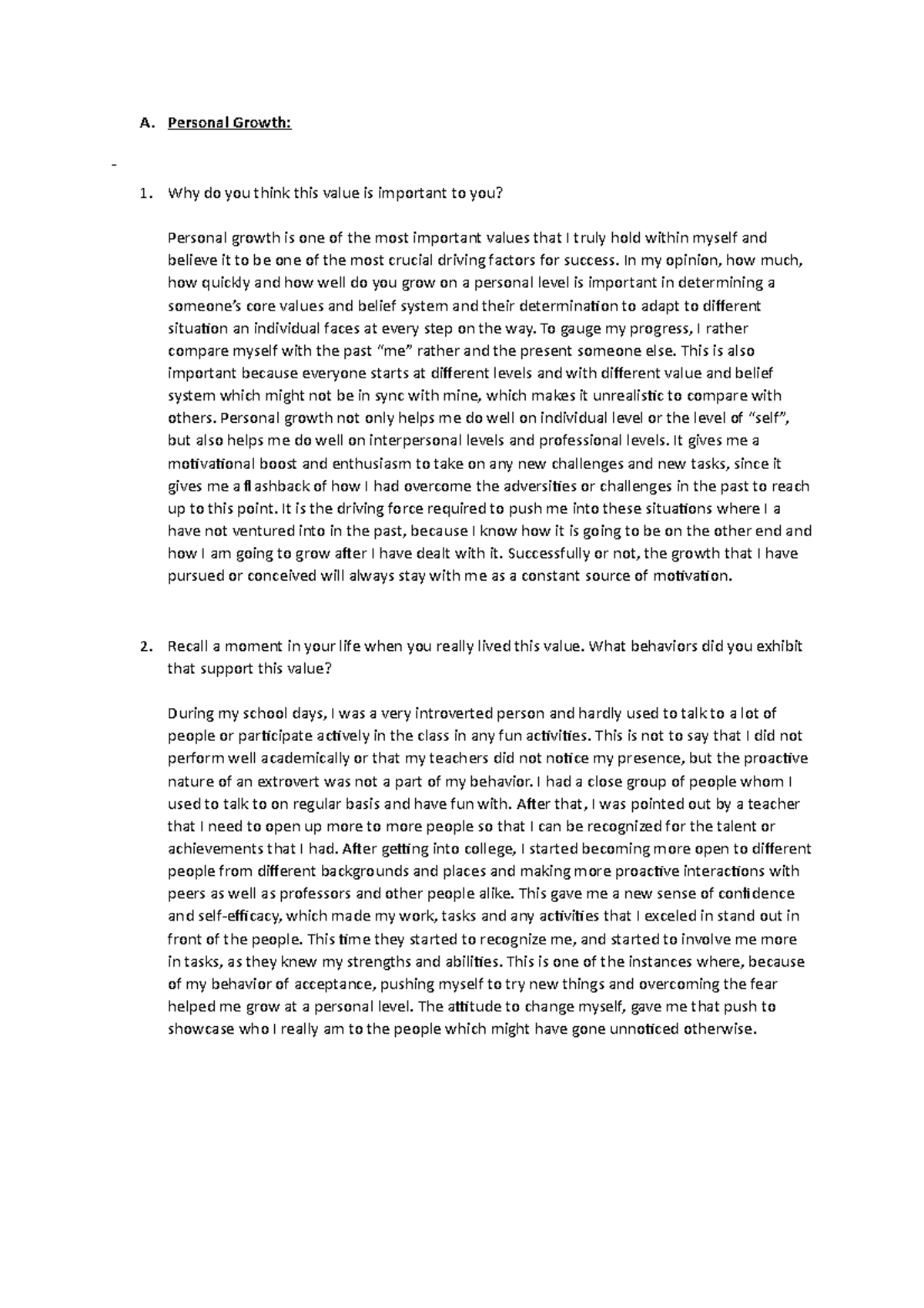 2021163 Parth Kothari Assignment 2 - A. Personal Growth: Why do you ...