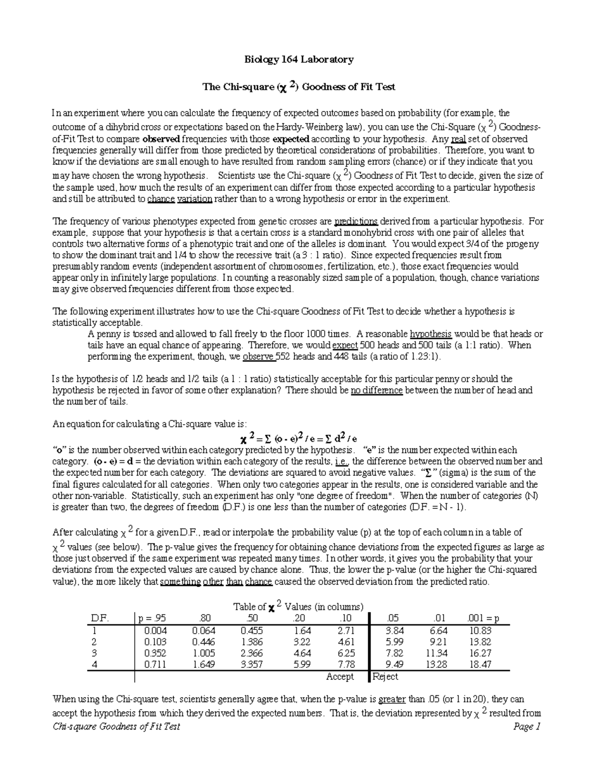Lab 4Chi-square analysis-08 - Chi-square Goodness of Fit Test Page 1 ...