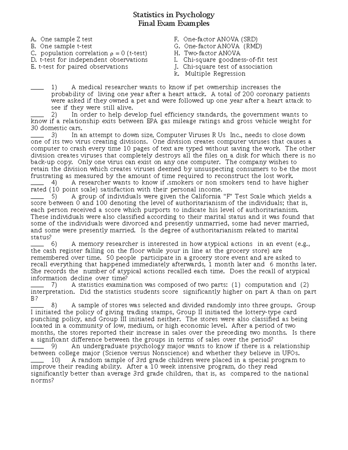 Example 2Statistics - statistical test identification - Statistics in ...