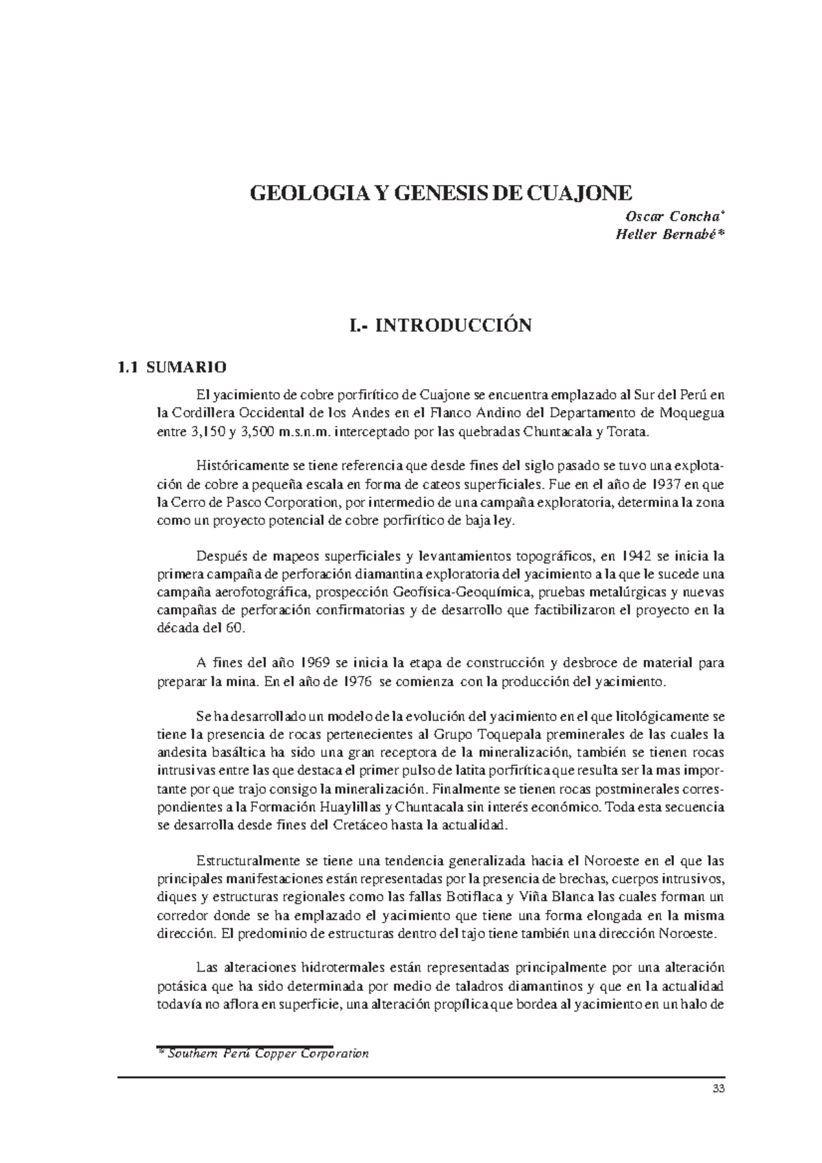 Geologia Y Genesis DE Cuajone - GEOLOGIA Y GENESIS DE CUAJONE _Oscar ...