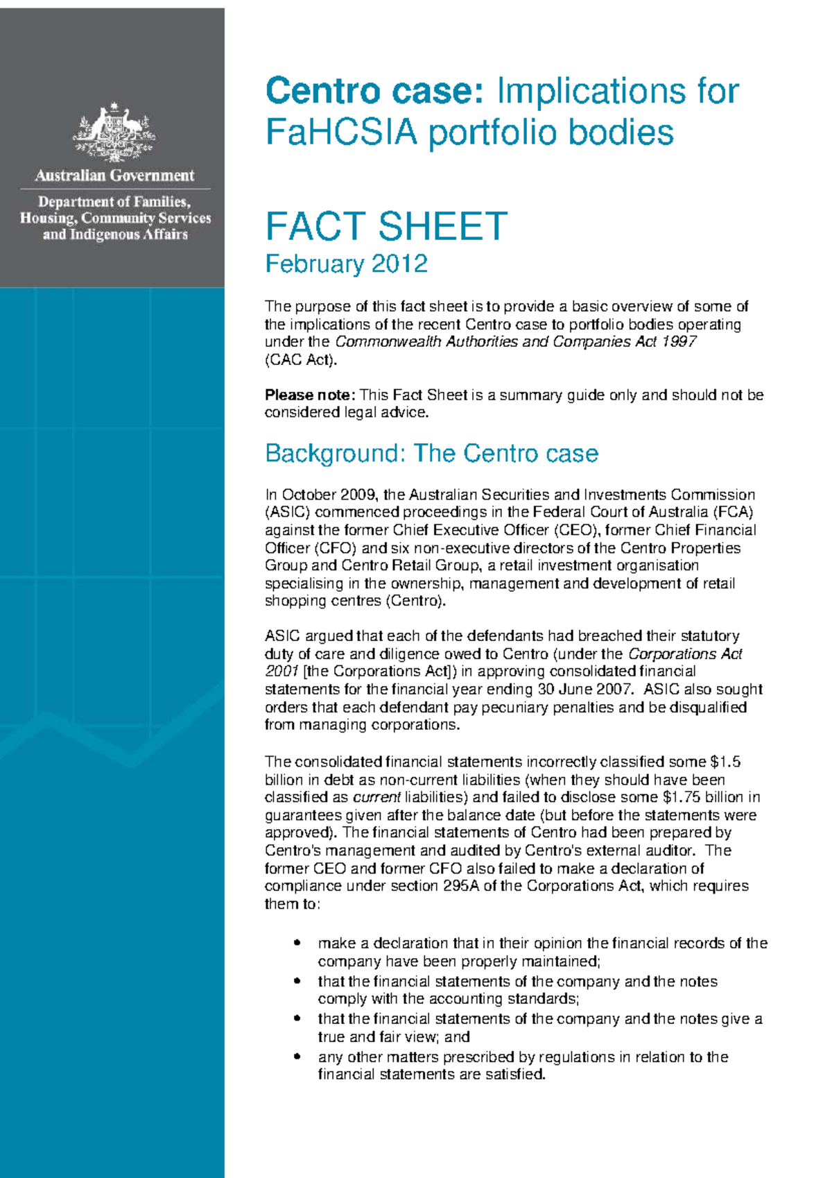 Centro case fact sheet portfolio bodies 9feb12 0 - Centro case ...