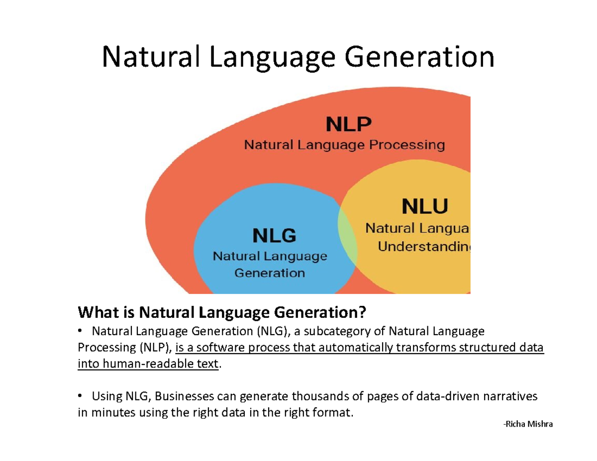 3.3 NLG - Study metrial - Natural Language Generation What is Natural ...