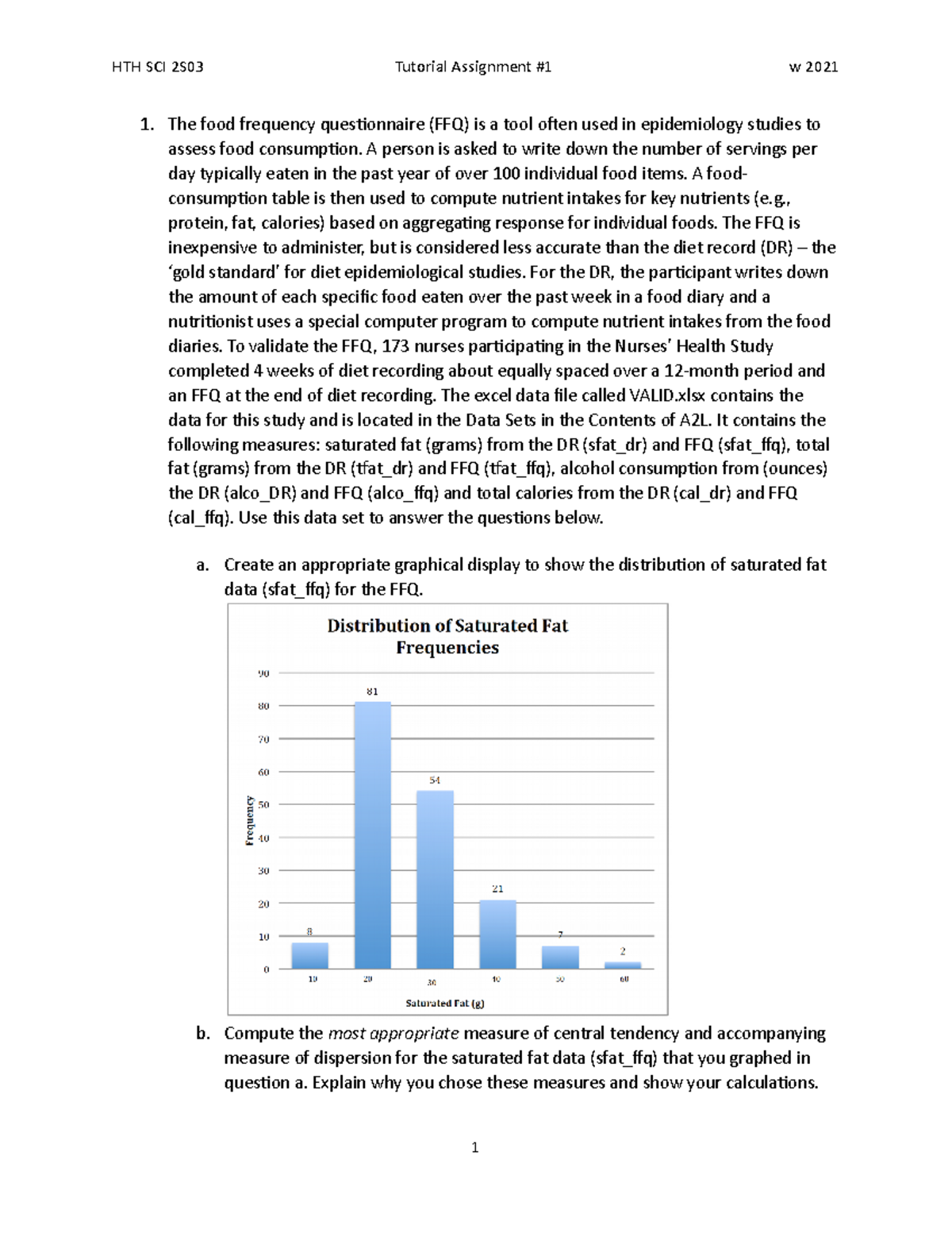 Tutorial Assignment#1 - Descriptive Stats - The food frequency ...
