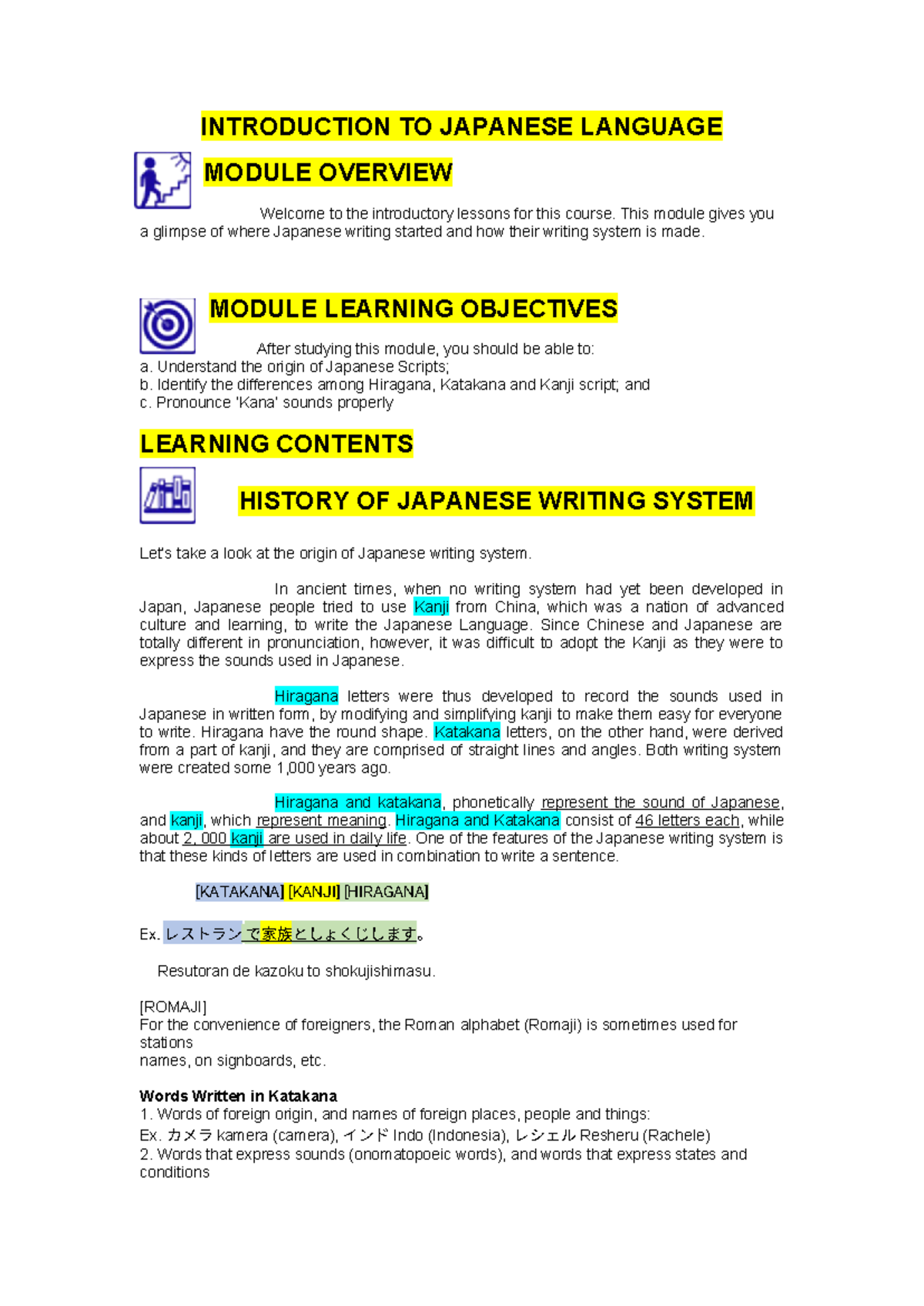 Introduction TO Japanese Language.docx 1 - INTRODUCTION TO JAPANESE ...