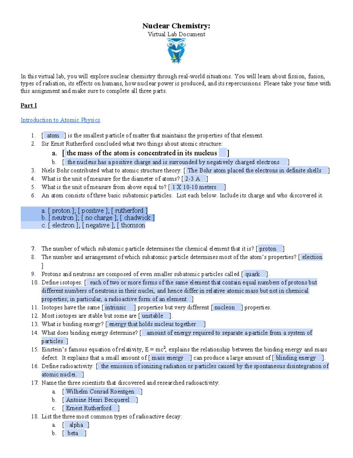 Copy of Nuclear Chemistry Virtual Lab - Nuclear Chemistry: Virtual Lab ...